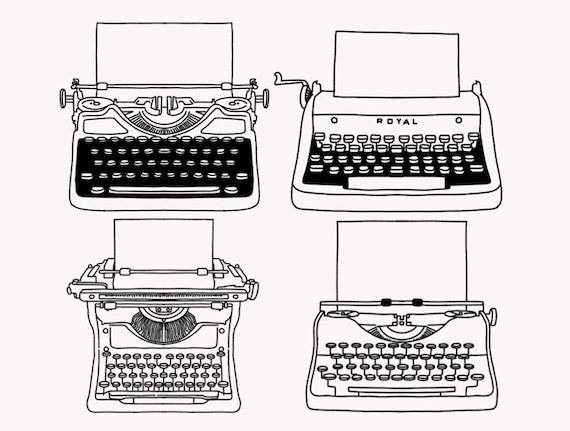 Hand Drawn Typewriters Typewriters Clipart Typewriter - Etsy