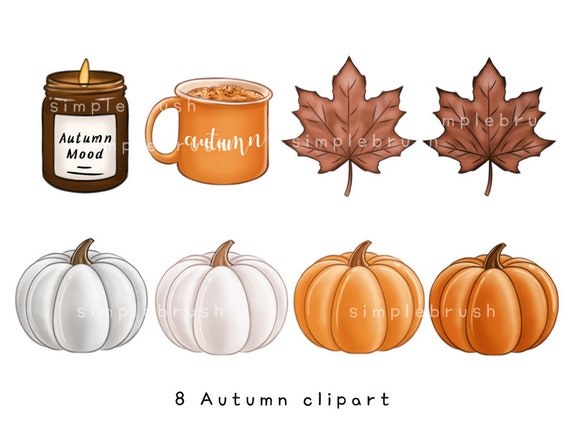 Autumn Clipart Fall Clipart Pumpkins Clipart Candle - Etsy