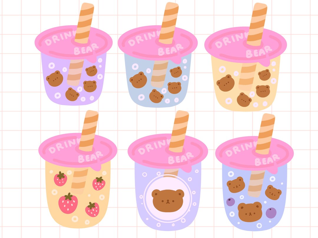 Cute Bubble Tea Clipart, Kawaii Drink Illustration, Kawaii Boba Tea ...