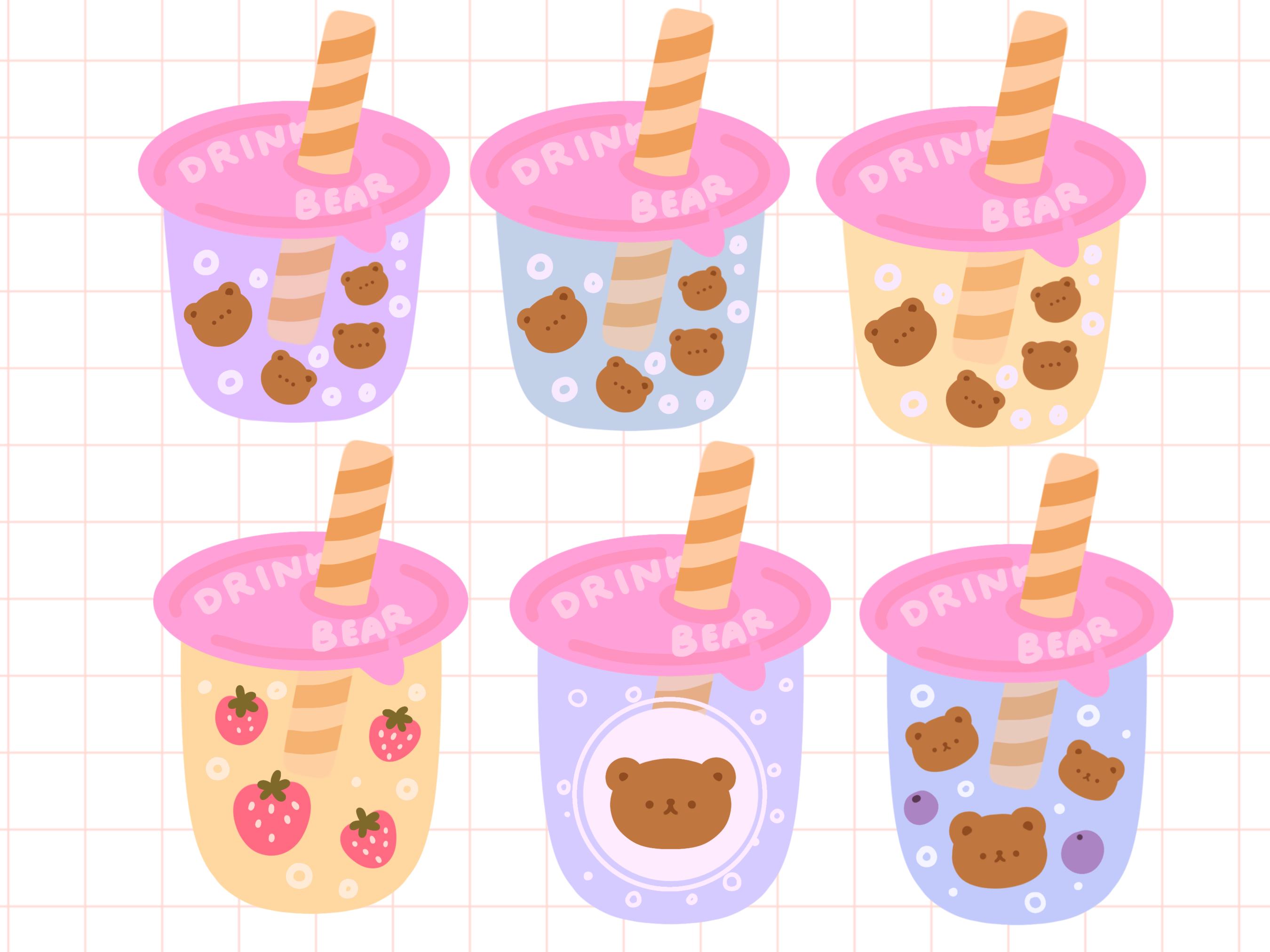 Cute Bubble Tea Clipart, Kawaii Drink Illustration, Kawaii Boba Tea ...