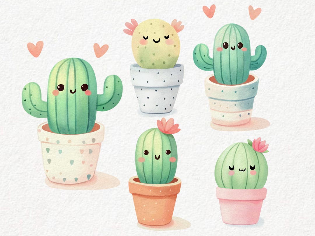 Cactus Clipart, Cute Cactus Clipart, Watercolour Cactus Clipart, Cactus ...