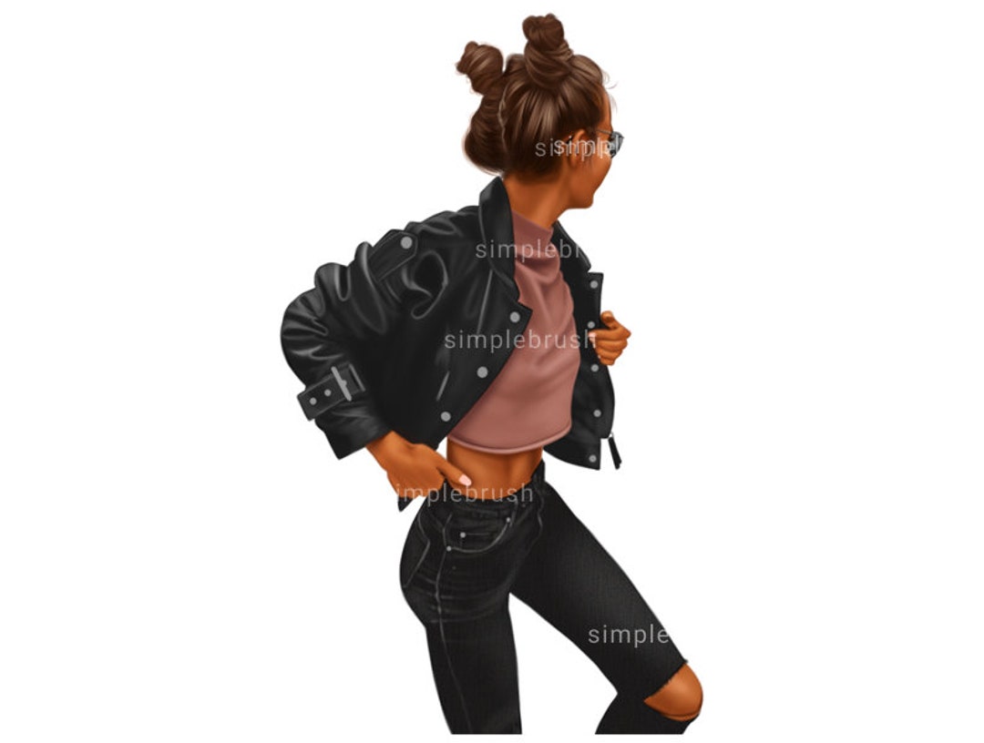 Leather Jacket Girl Clipart, Fashion Girl Clipart, Jacket Clipart ...