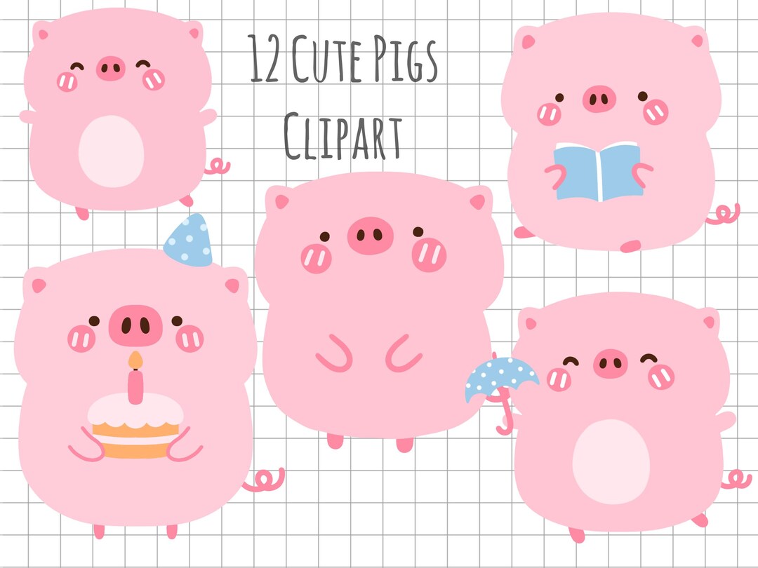 Pig Clipart, Cute Pig Clipart, Kawaii Pigs Clipart, Cute Pig ...