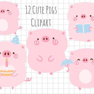 Pig Clipart, Cute Pig Clipart, Kawaii Pigs Clipart, Cute Pig ...