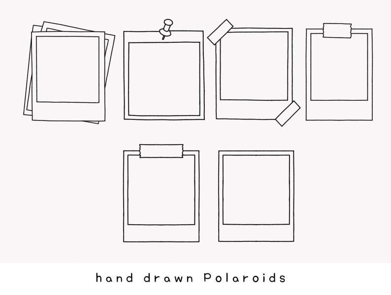 Polaroids Clipart, Frames Clipart, Frames, Hand Drawn Frames, Frame ...