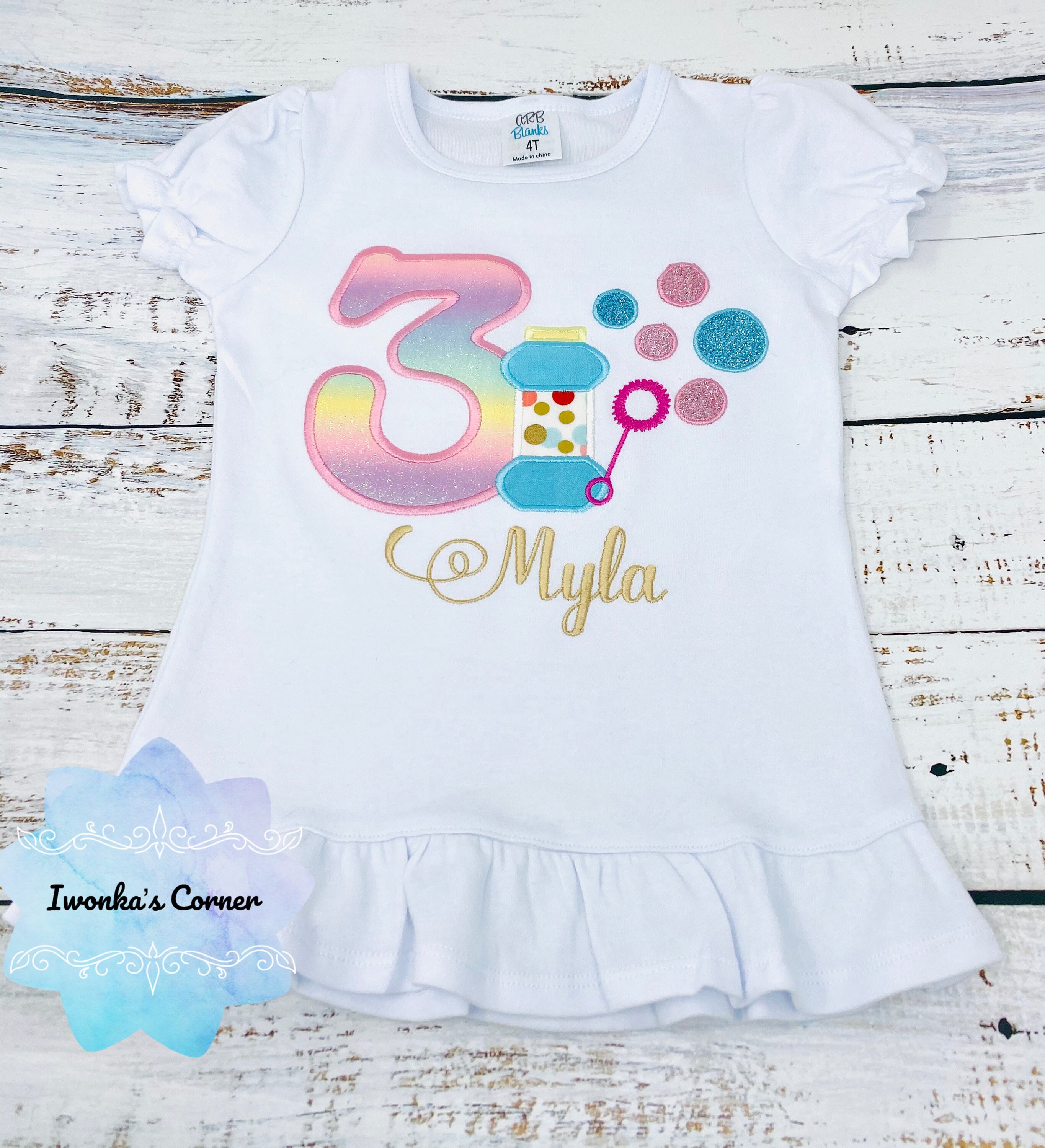 Girls Shirt with Bubbles Bubble applique Blowing bubbles | Etsy