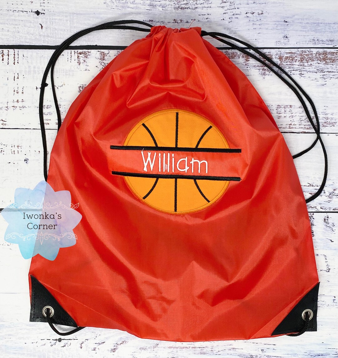 Personalized Sport Light Weight Drawstring Bags, Basketball Monogram ...