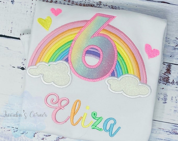 6th Rainbow Birthday Shirt for a Girl, Over the Rainbow Party, Any Age ...