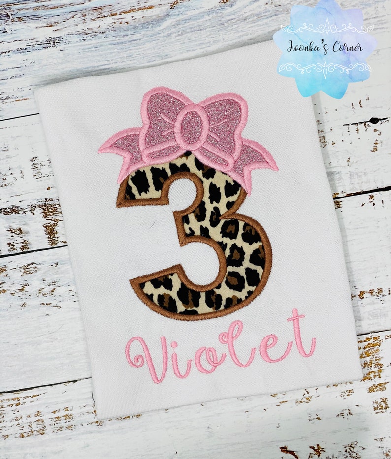 Girl Cheetah Birthday Number Shirt Pink Bow Cheetah Print - Etsy