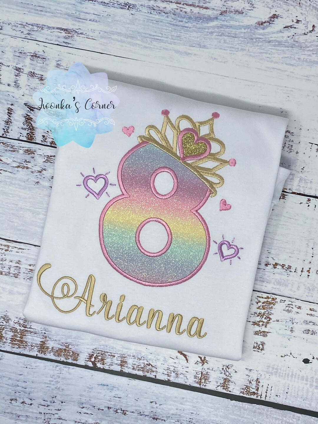 Girl 8th Birthday Party Outfit, Princess Birthday Shirt, Number With ...