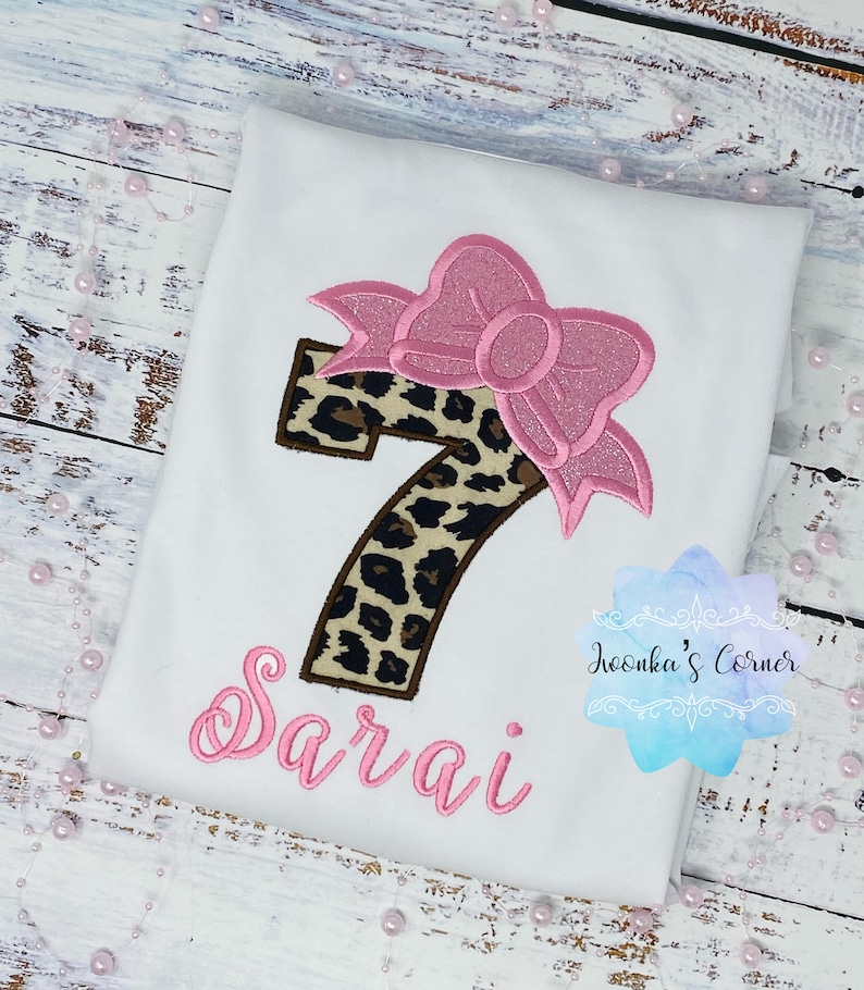 Girl Cheetah Birthday Number Shirt Pink Bow Cheetah Print - Etsy