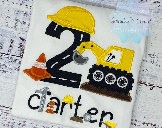 Construction Crane Birthday Shirt, Embroidered, Construction Party ...