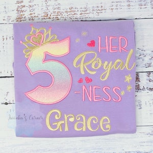 5th Birthday Shirt for Girl, Princess Birthday Shirt, Number With Crown ...