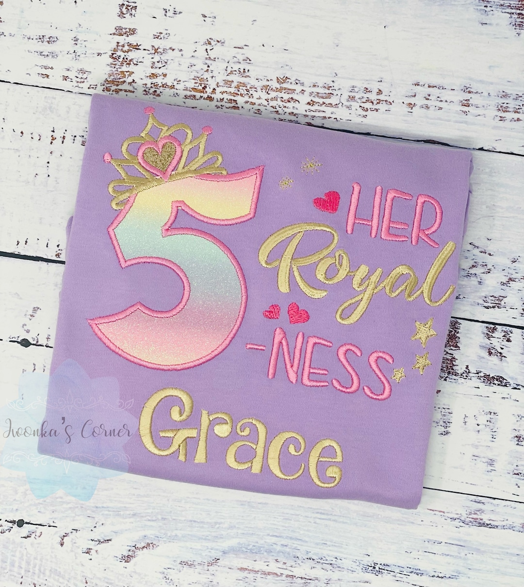 5th Birthday Shirt for Girl, Princess Birthday Shirt, Number With Crown ...