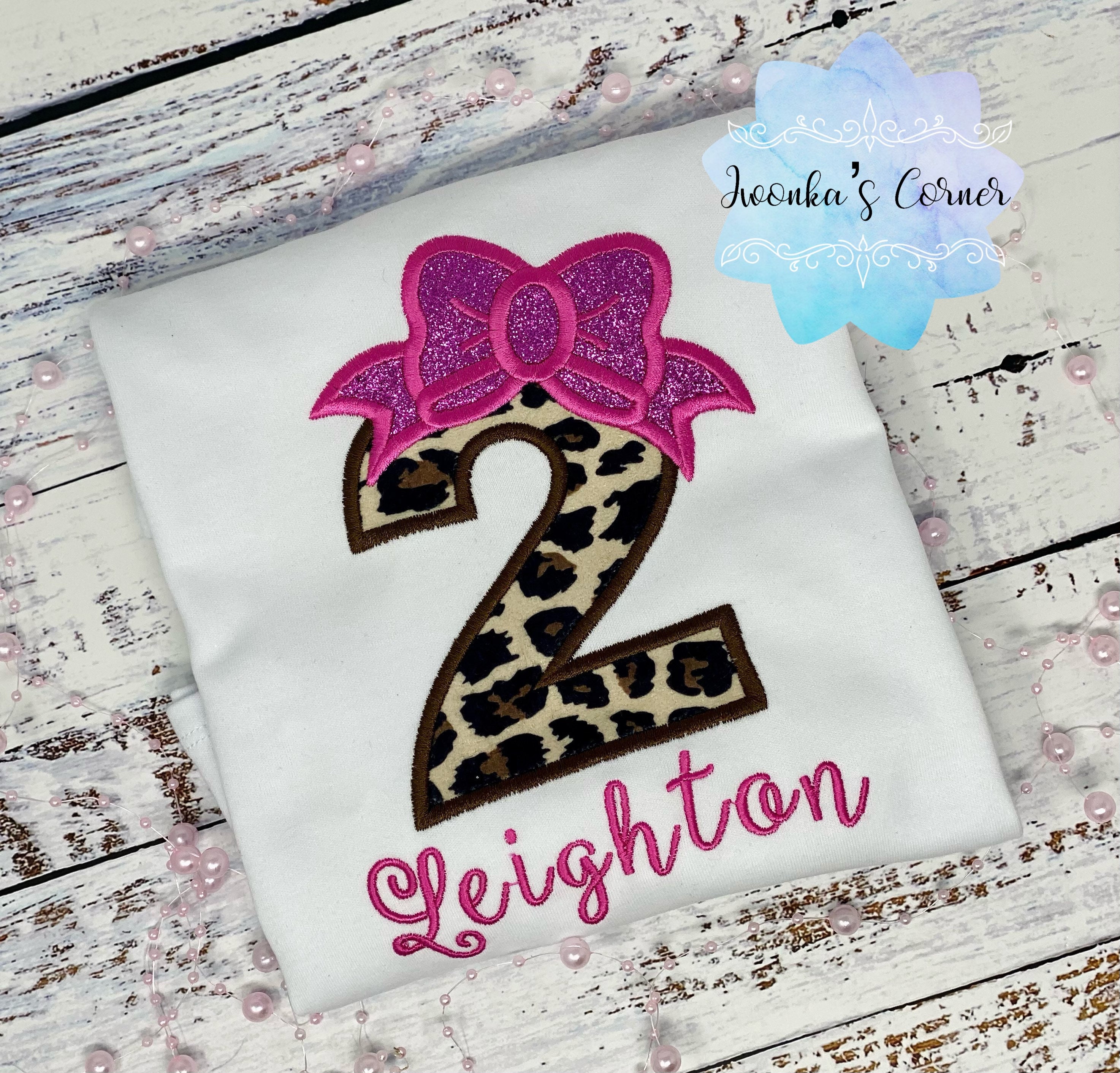 Girl cheetah birthday number shirt Pink bow cheetah print | Etsy