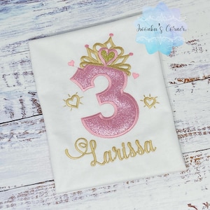 3rd Birthday Girl Outfit, Princess Birthday Shirt, Number With Tiara ...