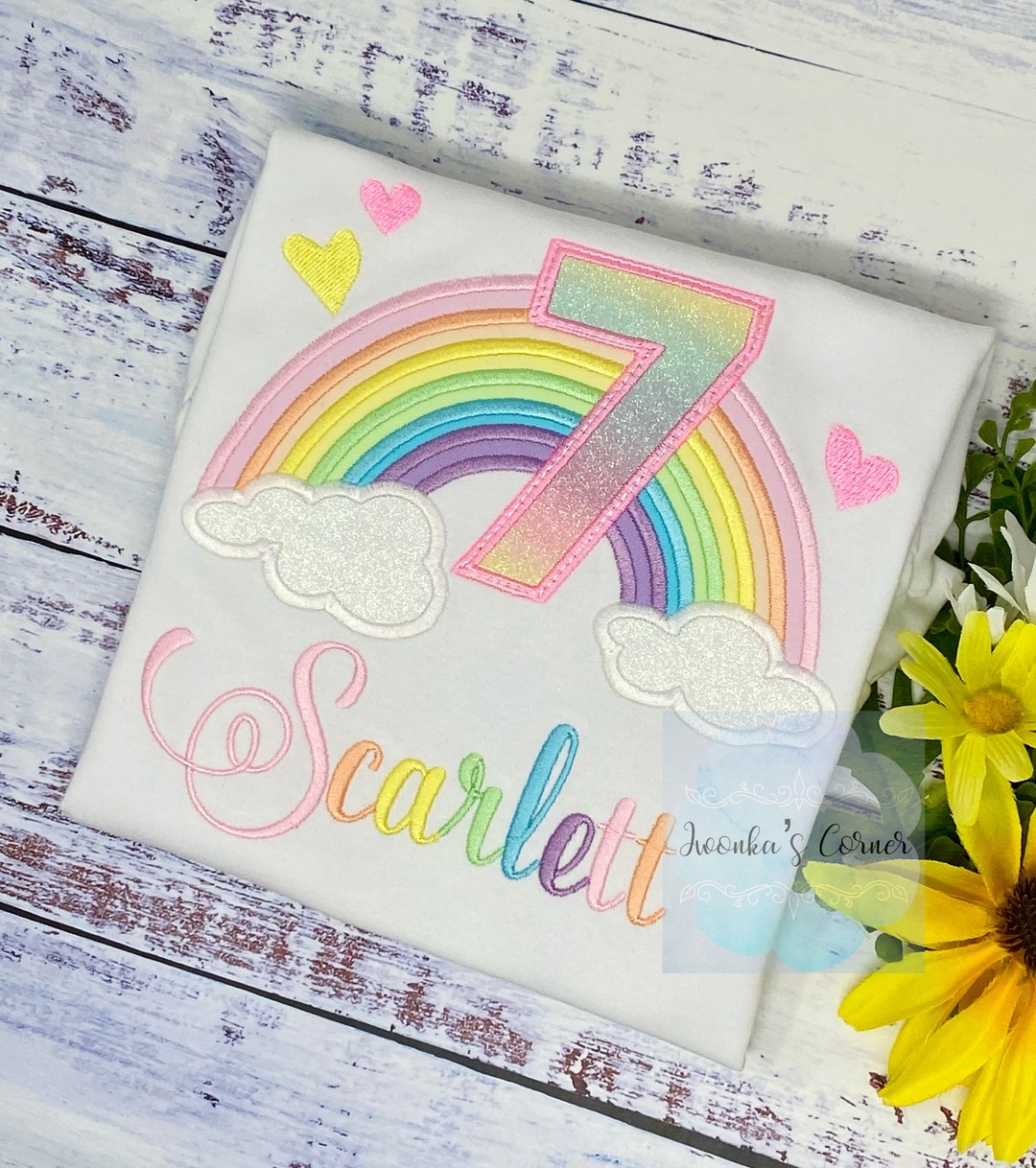 7th Rainbow Birthday Shirt for a Girl, Over the Rainbow Party, Any Age ...