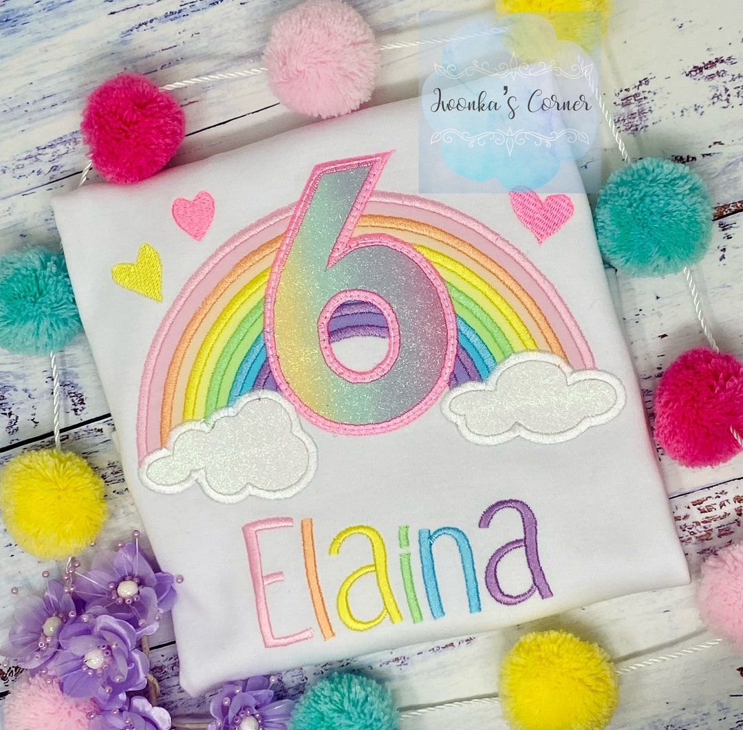6th Rainbow Birthday Shirt for a Girl, Over the Rainbow Party, Any Age ...