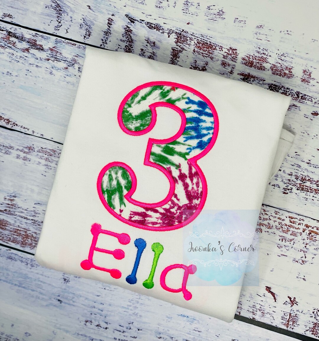 Girl 3rd Birthday Neon Letter Painted Shirt, Number 3 Shirt, - Etsy