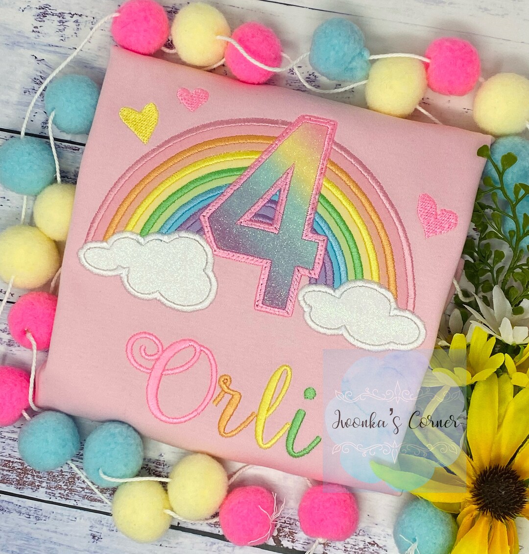 4th Rainbow Birthday Shirt for a Girl, Over the Rainbow Party, Any Age ...