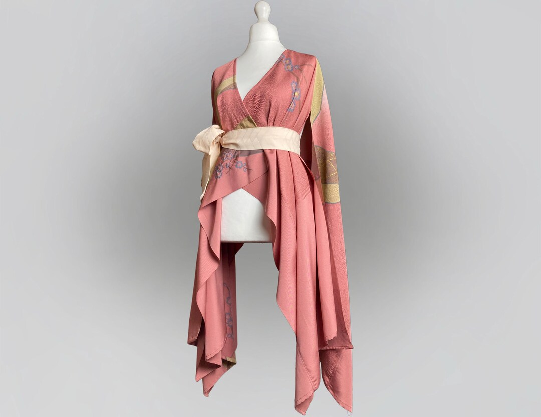 Pink Silk Cape Wrap. Textured Vintage Crinkle Silk. Long Length With ...