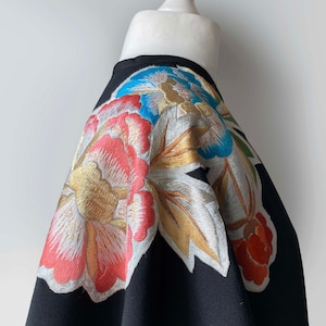 Cropped Embroidered Floral Caplet. Opera Cape. Large Hand Sewn Appliqué ...