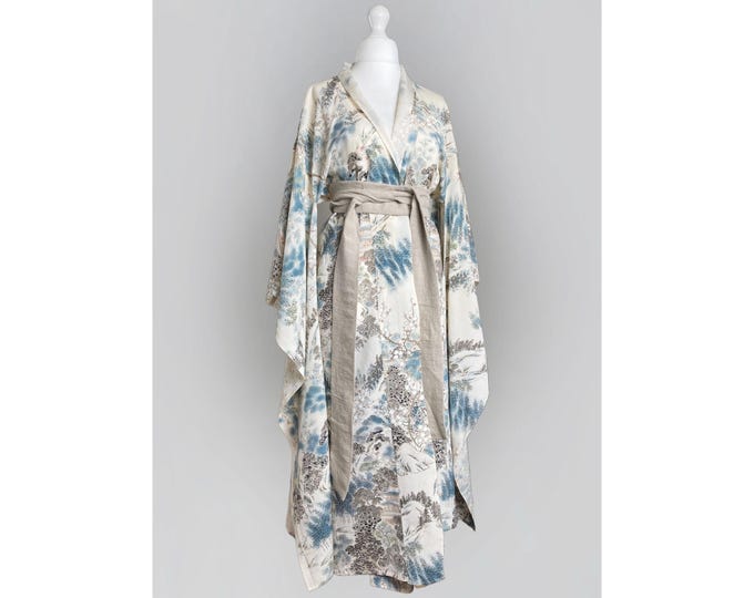 Floor Length Kimono Gown. Jacket Dress With Long Cape Sleeves ...
