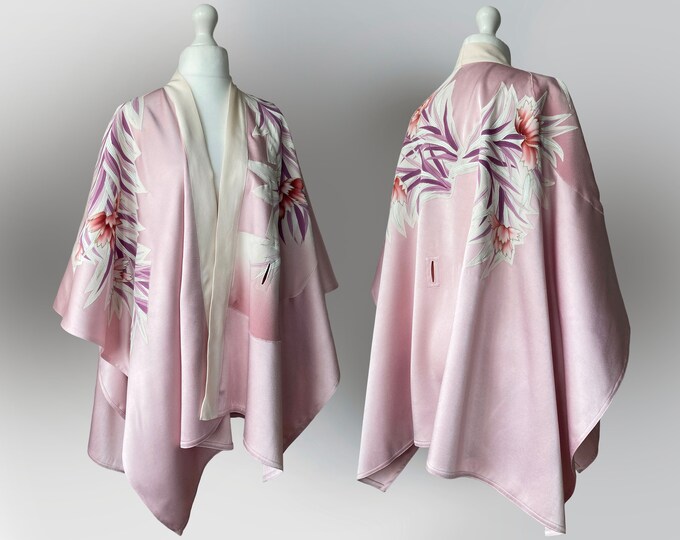 Floral Rust Long Kimono Cape Top. Unique Cape Jacket With Sash ...