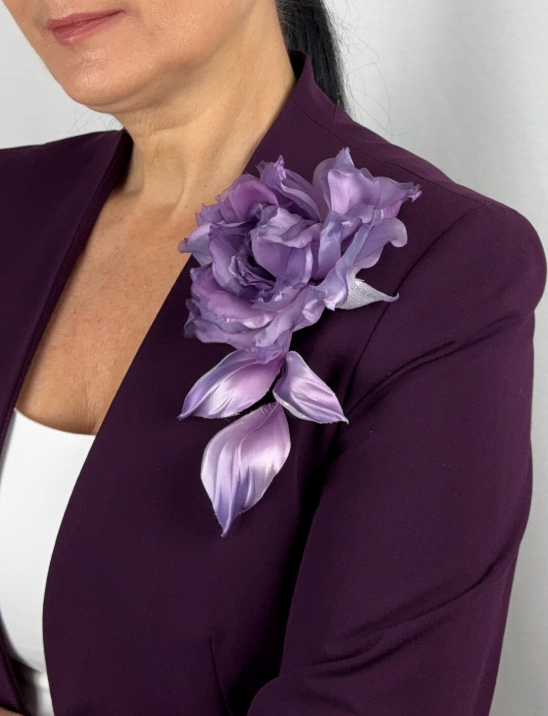 Violet Silk Flower Brooch Fabric Flower Brooch Flower Pin Oversized ...