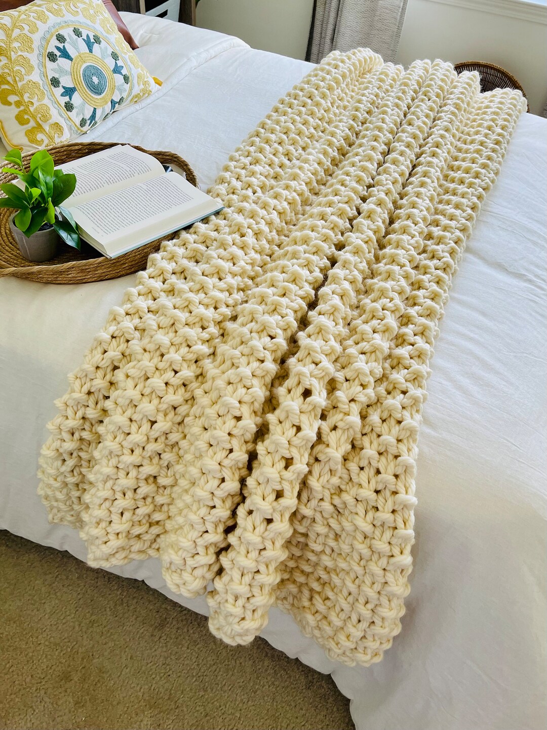 Ridgebury Throw Cream Chunky Knit Home Decor - Etsy