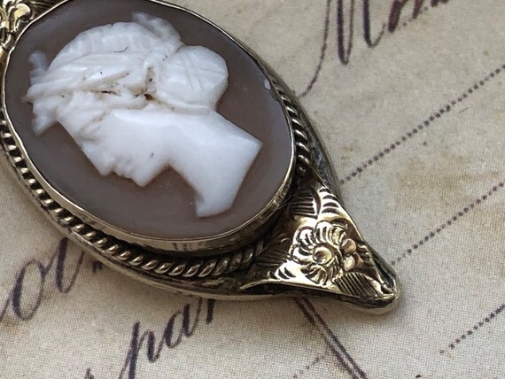 Antique Early Victorian 1800's Brass Real Shell Cameo… - Gem
