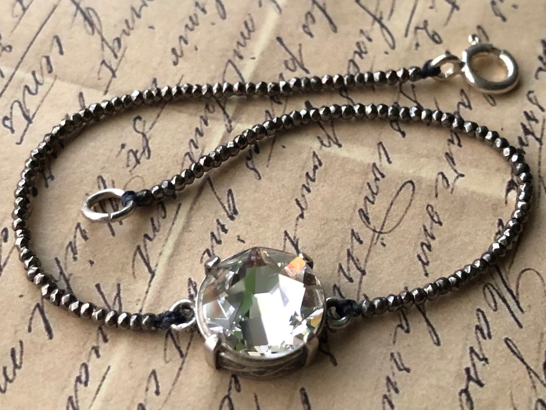 Antique 1800's Victorian Cut Steel Beads Sterling Silver Base and Clasp ...