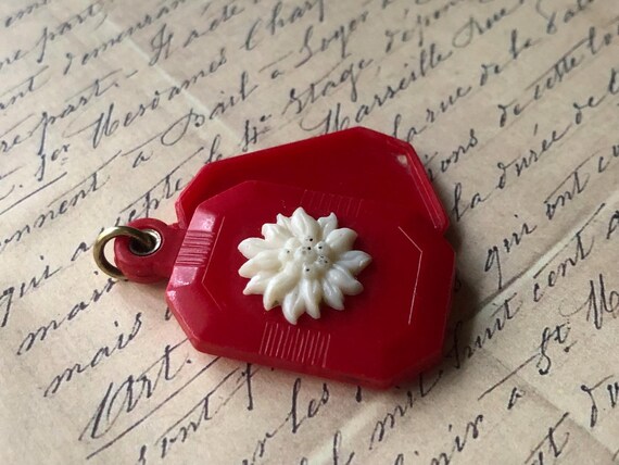 Antique 1930's Art Deco Rich Red Plastic Edelweiss Fl… - Gem