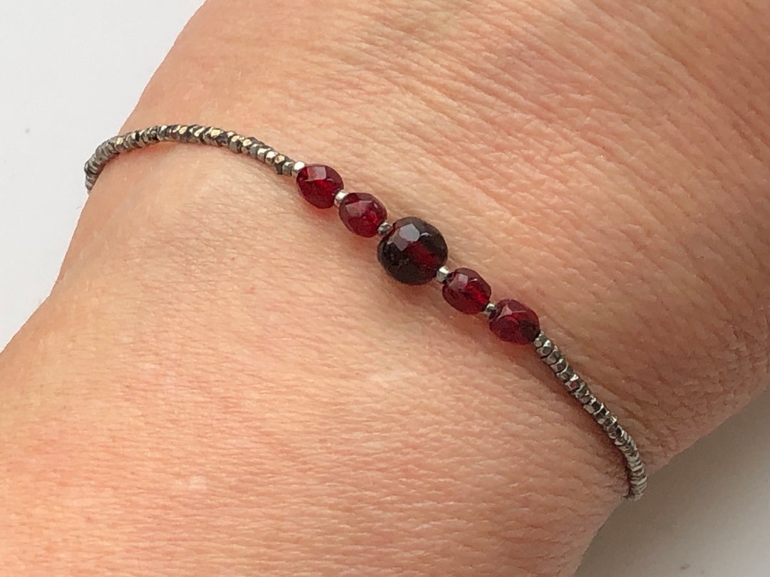 Antique Victorian 1800's Cut Steel Beads Faceted Garnet Color Middle ...