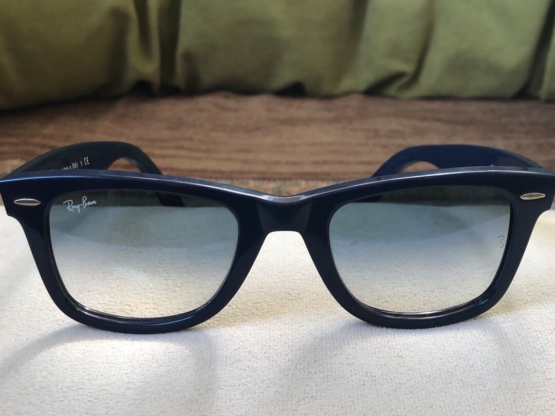 Vintage 2000's Ray Ban Wayfarer Blue Frame Handmade Model 2140 Half ...