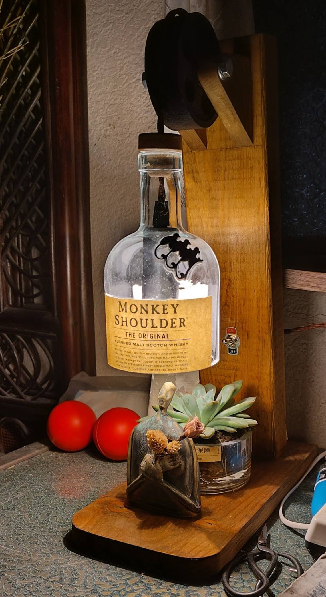 Personalized Hand Made Wooden Desk Lampsbottle Lamps Desk - Etsy
