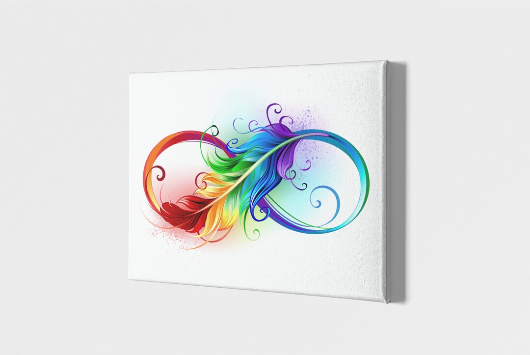 Rainbow Feather Infinity Symbol Canvas Print - Etsy UK