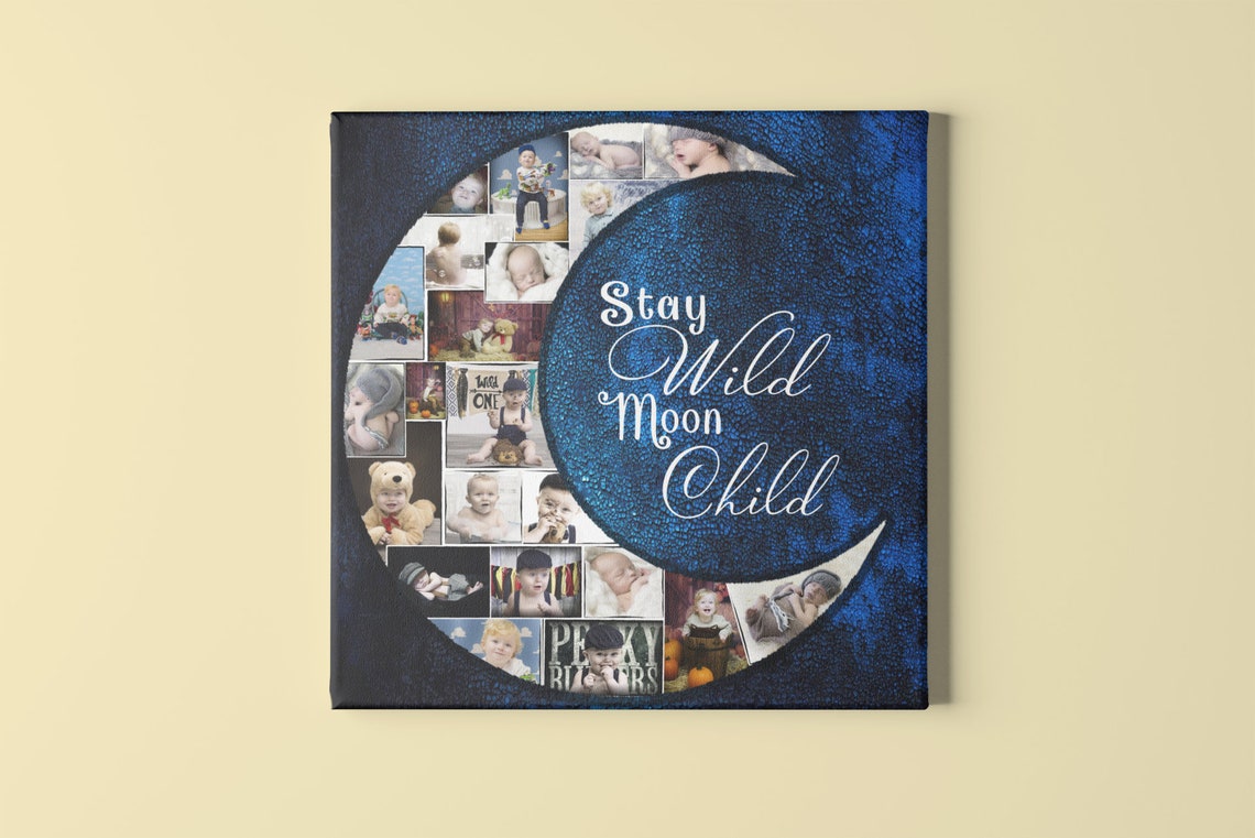 moon-shape-photo-collage-stay-wild-moon-child-photo-collage-etsy