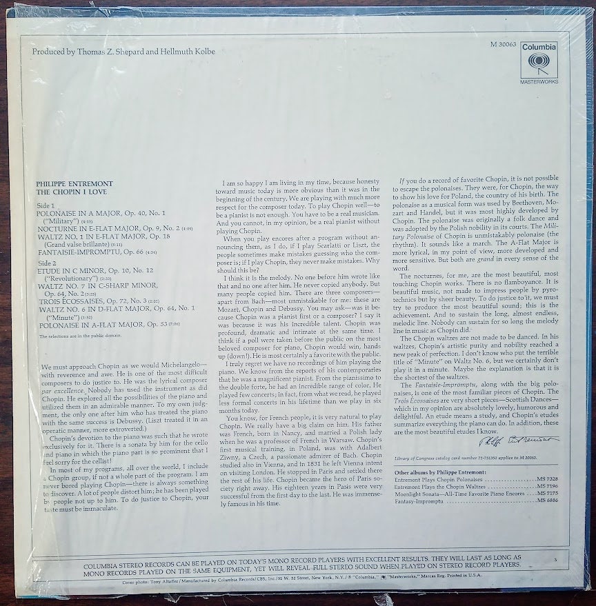 Chopin Piano LP Beautiful 60s Vintage Vinyl Record Album - Etsy