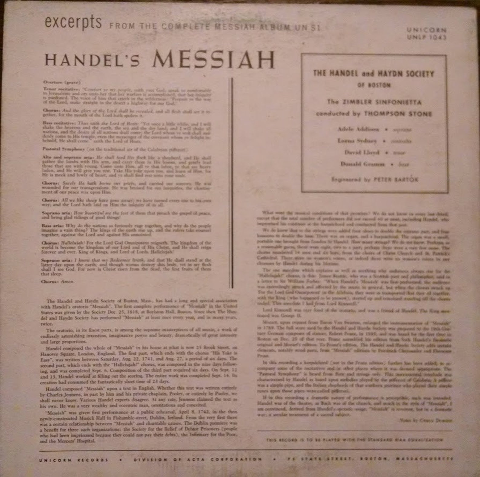 Handel Messiah Highlights LP: 1950s Vintage Vinyl, Handel & Haydn Society - Etsy