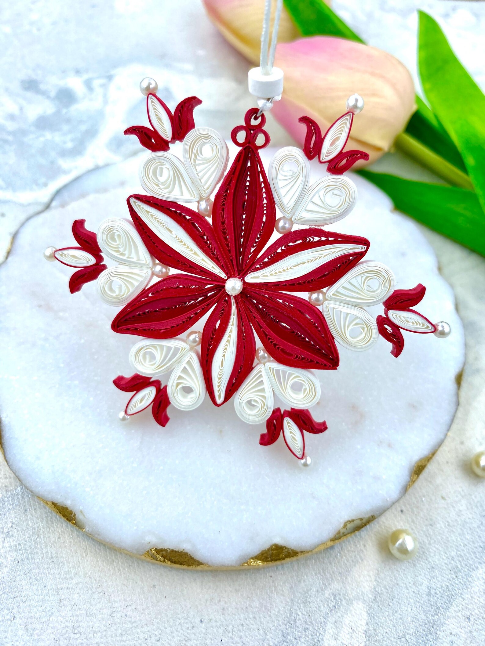 Snowflake Christmas Ornament, Paper Quilling Art, Hanging Snowflake ...
