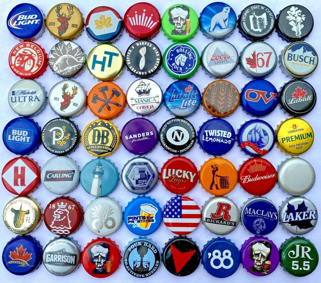 100 Beer Bottle Caps [[assorted]] No Dents Beer Bottle Caps, FREE ...