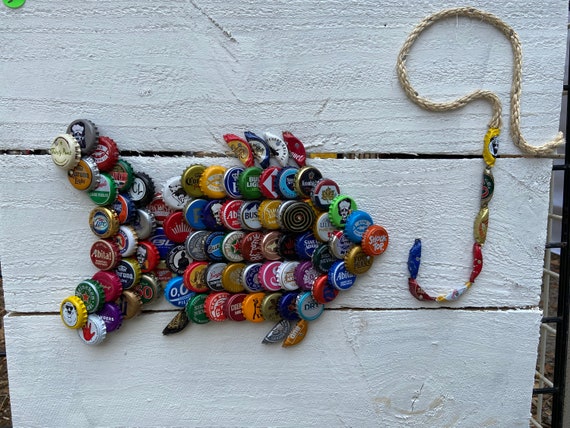 Collage Fish Beer Cap Art Colorful Unique Wall Art. Gorgeous - Etsy