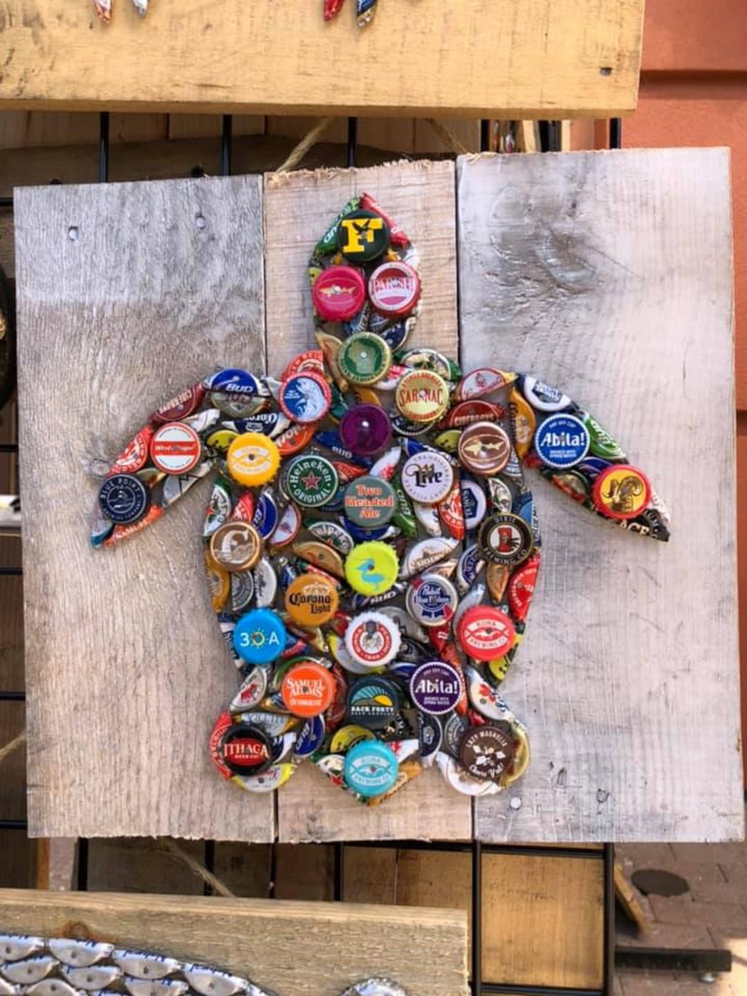 Turtle Beer Cap Art Colorful Unique Wall Art. Gorgeous Wall Beer Bottle Cap Art. Free Shipping. Custom Pieces Available Upon Request Etsy