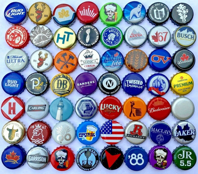 100 Beer Bottle Caps [[assorted]] NO DENTS Beer Bottle Caps, Bottle Cap ...