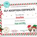 Santa's Official Elf Adoption Certificate. Adopt an Elf. Boy Girl Elf ...
