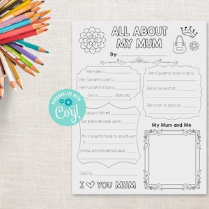 All About My Mum Printable Mother's Day Gift - Etsy