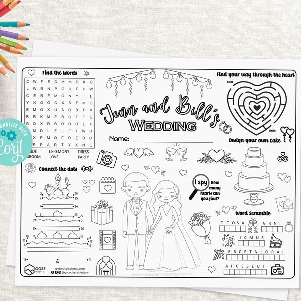Wedding Couple Activity Sheet - Etsy