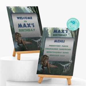 Jurassic Era Dinosaurs Signs - Jurassic Dinosaurs Party Signs - Welcome ...