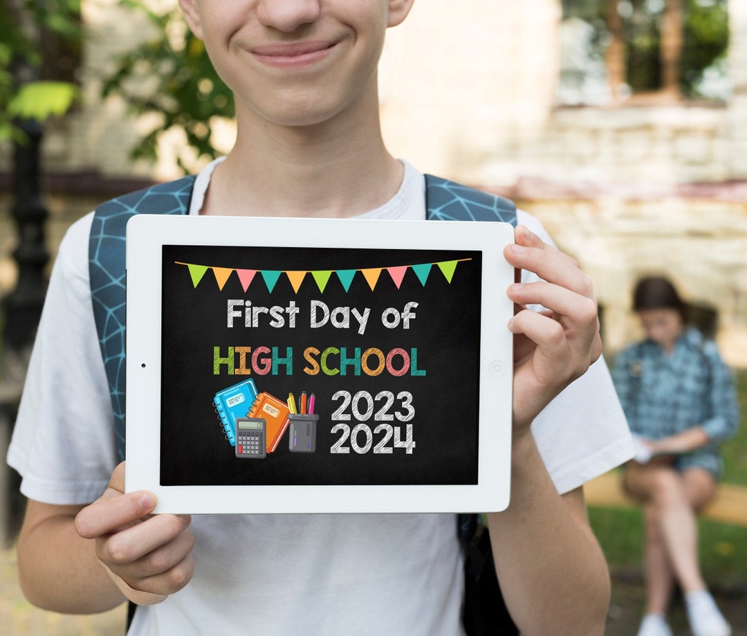 First Day of High School Sign Back to School Printable Poster Instant ...